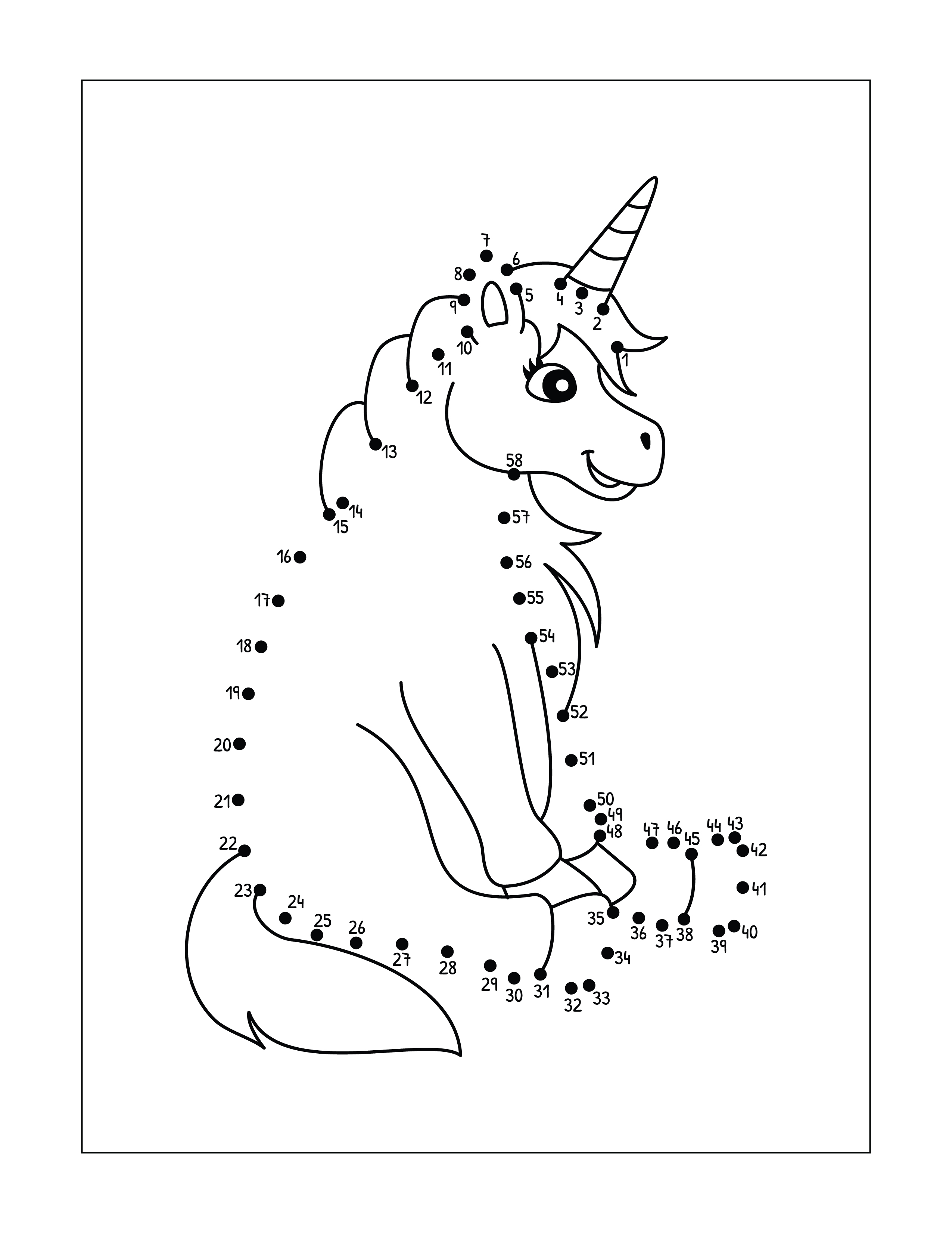 Free Unicorn Dot-to-Dot Colouring Page For Kids – Colour Sonic