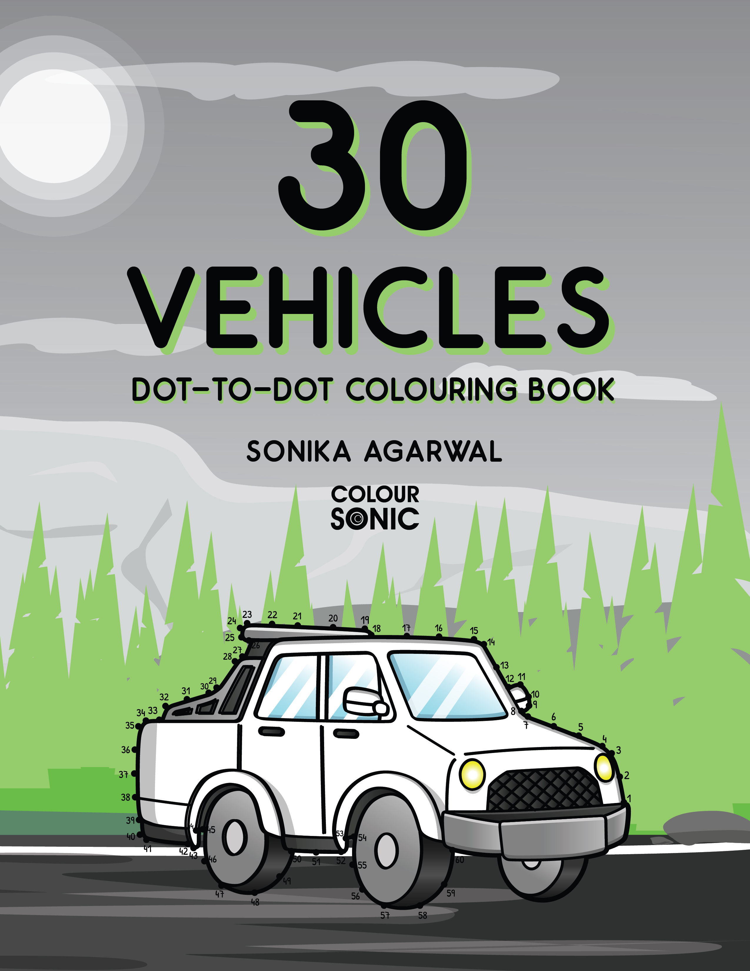 30 Vehicles Dot-to-Dot Colouring Book – Colour Sonic