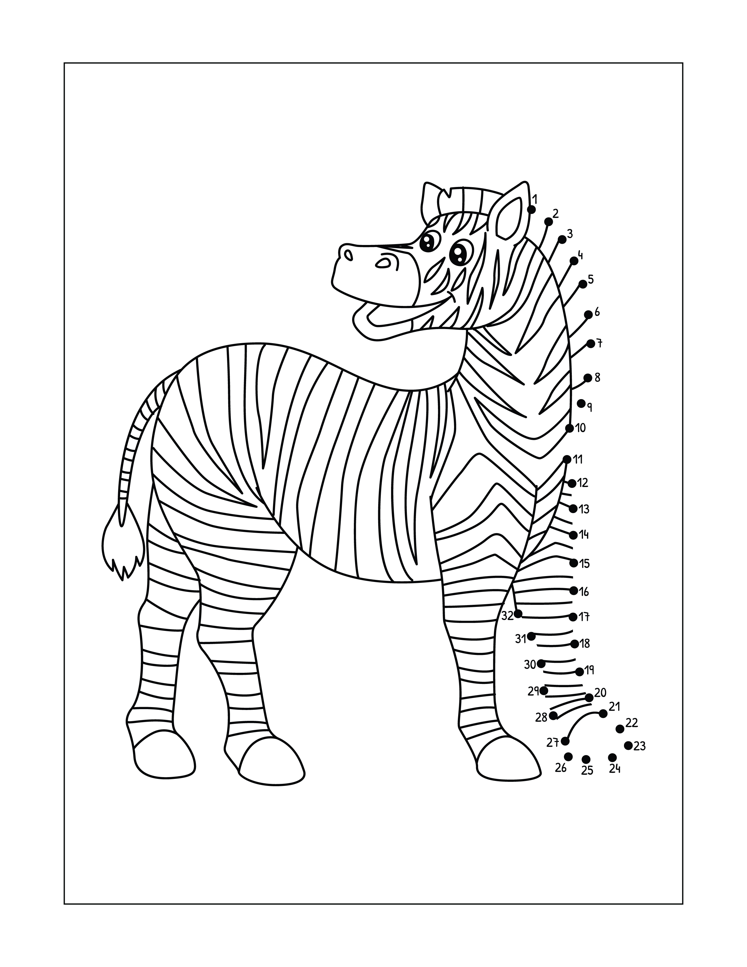 Free Zebra Dot-to-Dot Colouring Page For Kids – Colour Sonic
