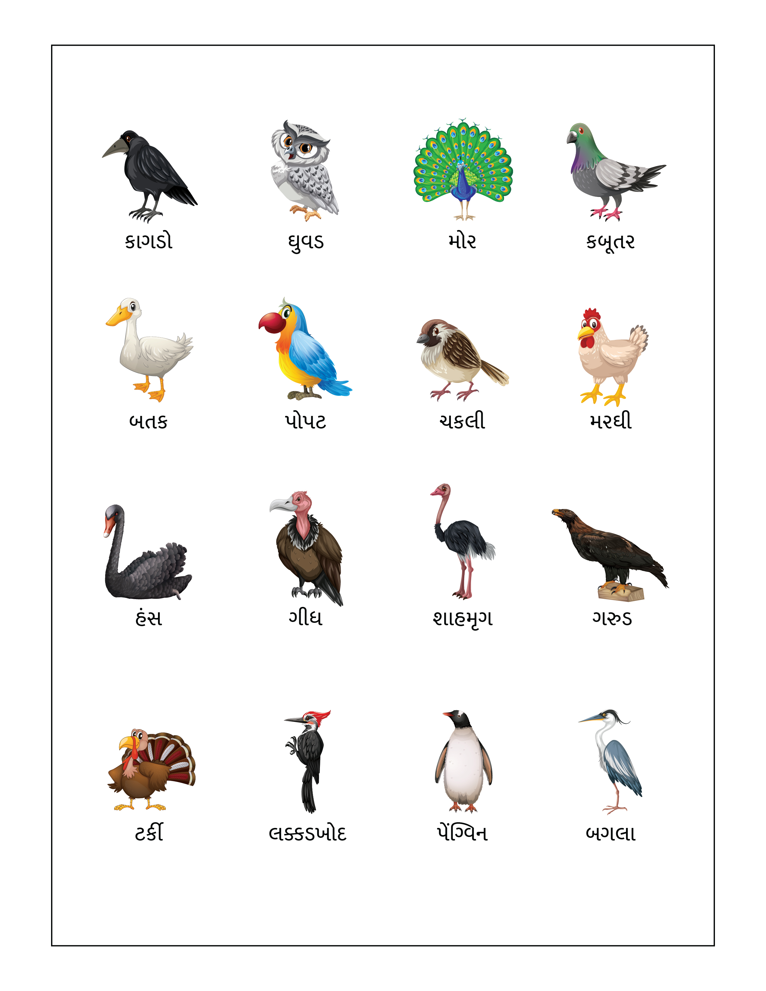 Learning Birds (Free Common and Advanced Bird Charts) – in English ...