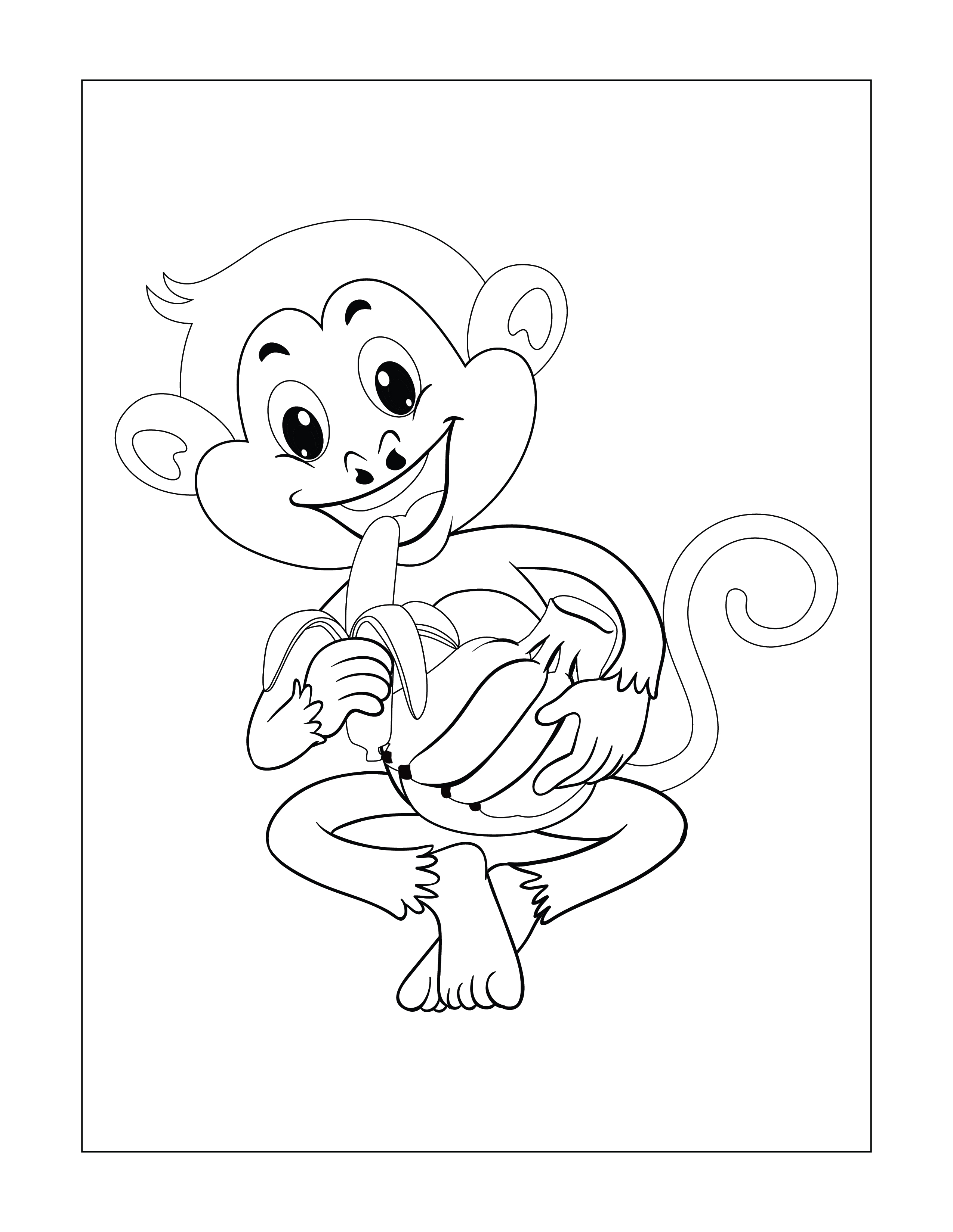 Free 3 Monkey Colouring Pages For Kids – Colour Sonic