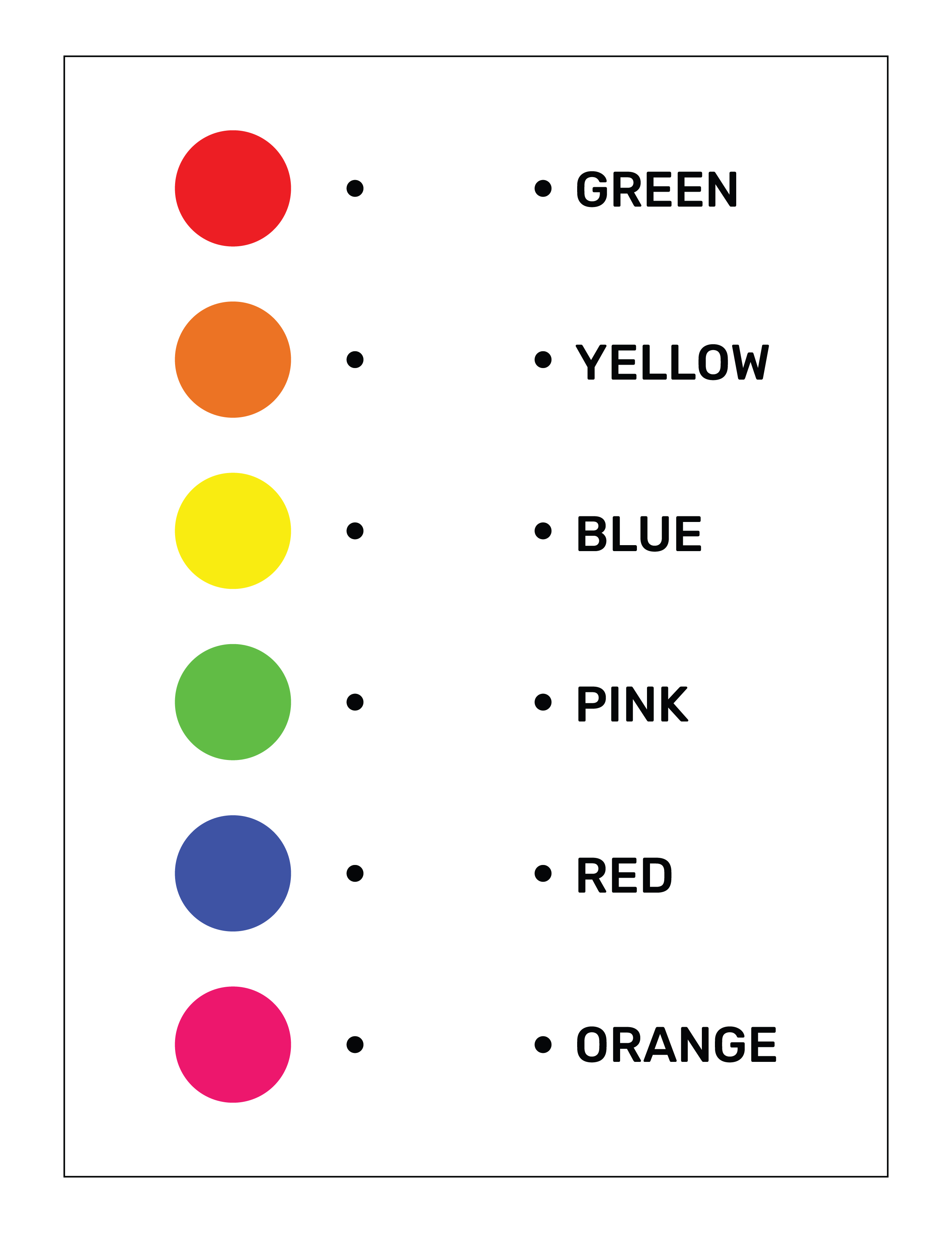 Matching Colour Pictures to Names (Free Colours Charts) – in English ...